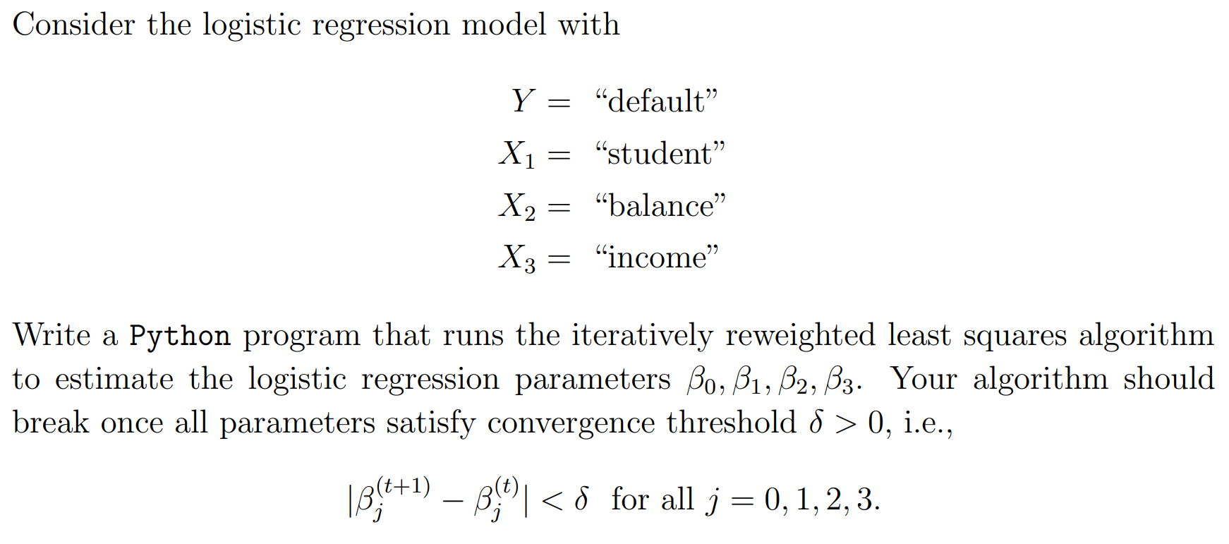 Consider the logistic regression model with Y = | Chegg.com