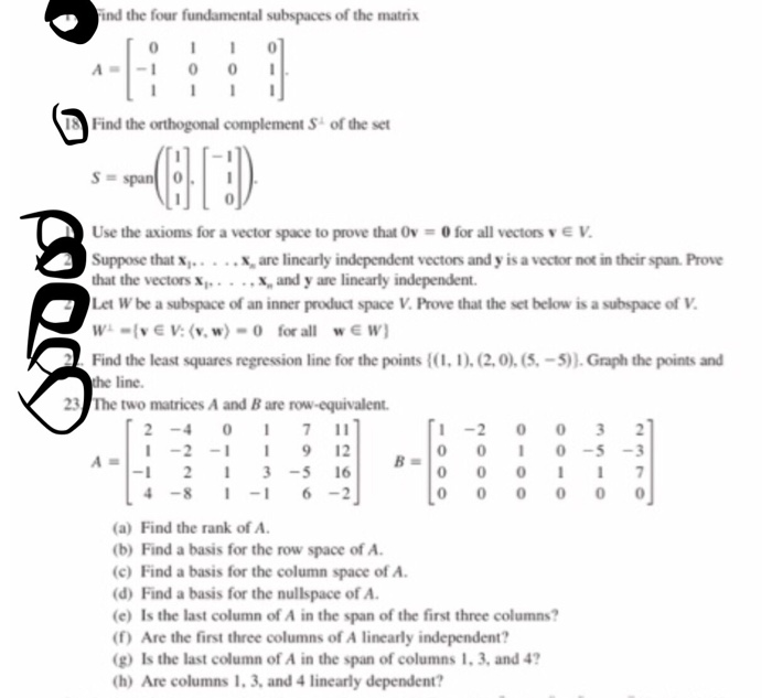 Solved nd the four fundamental subspaces of the matrix A= -1 | Chegg.com