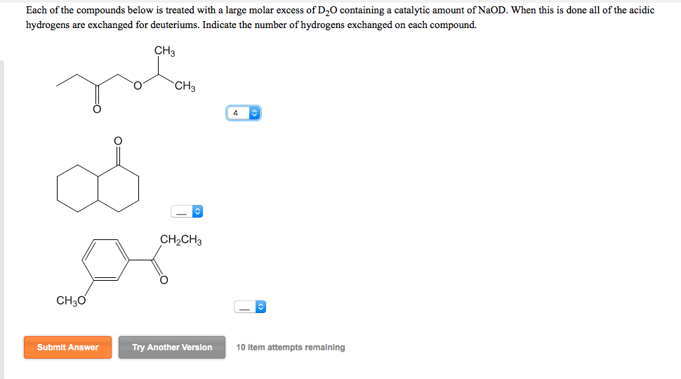 Solved Each of the compounds below is treated with a large | Chegg.com