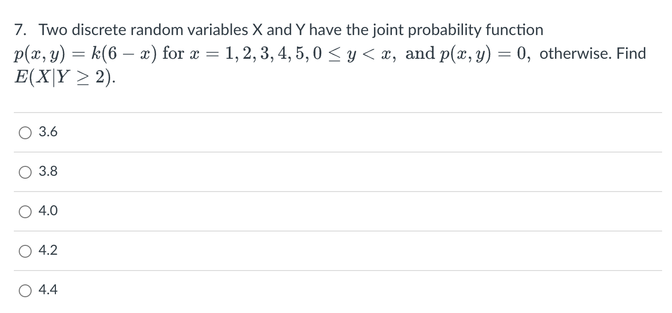Solved Two Discrete Random Variables X ﻿and Y ﻿have The 3783