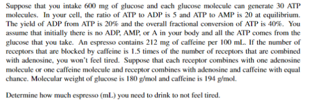Suppose that you intake 600 mg of glucose and each | Chegg.com