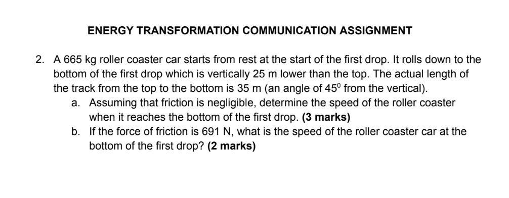 Solved ENERGY TRANSFORMATION COMMUNICATION ASSIGNMENT | Chegg.com