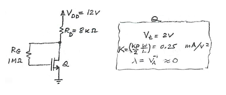 Solved The n-MOSFET circuit shown below is known to offer | Chegg.com