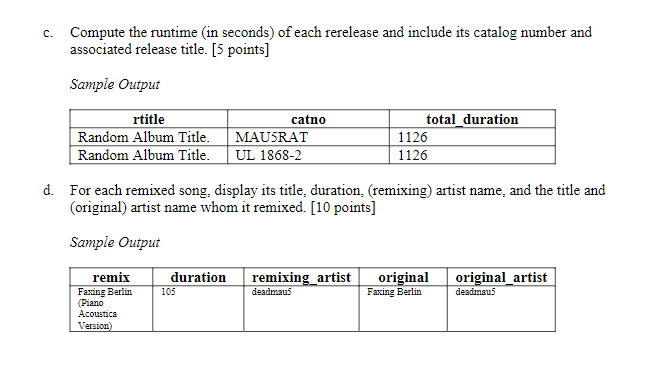 Solved 6. Given the following MUSIC relational database | Chegg.com