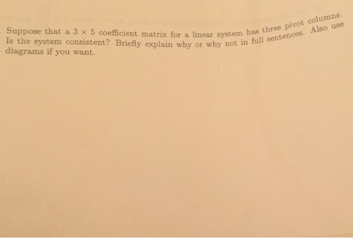 Solved Suppose that a 3 × 5 coefficient matrix for a linear | Chegg.com