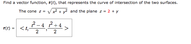 Solved Find a vector function, r(t), that represents the | Chegg.com