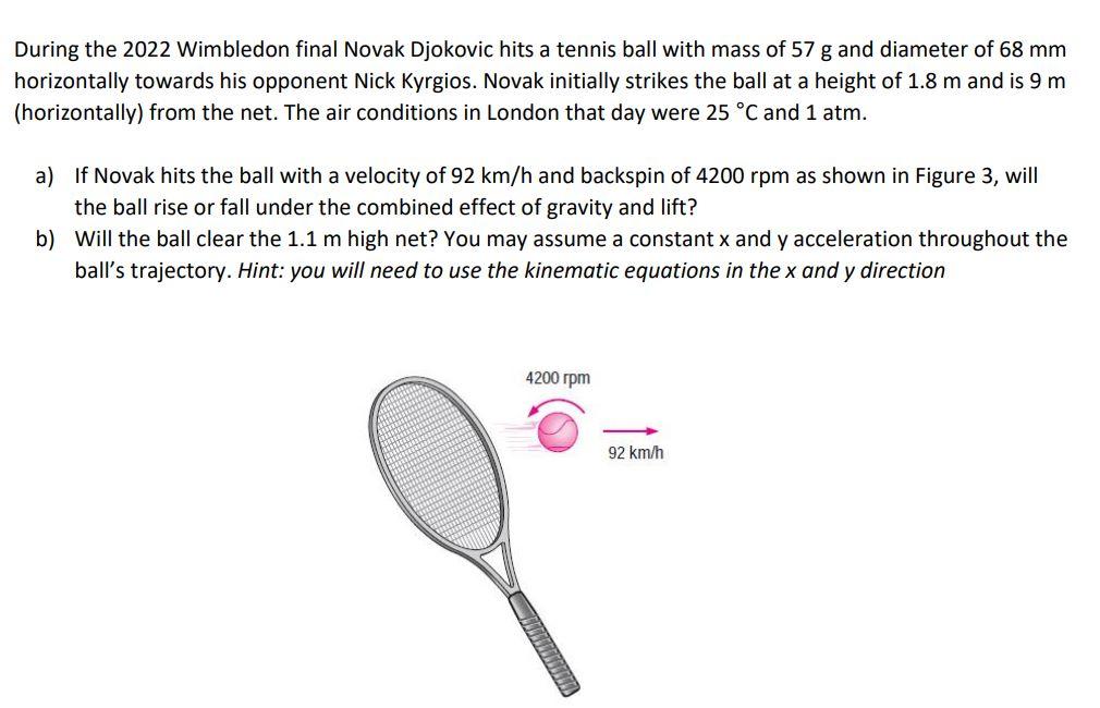 Solved During the 2022 Wimbledon final Novak Djokovic hits a | Chegg.com