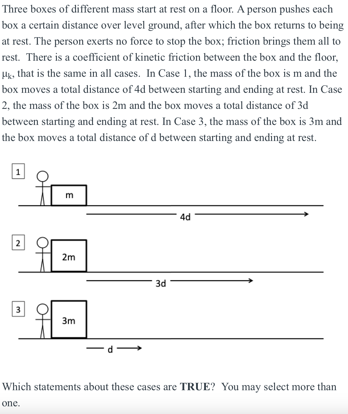 Solved Three boxes of different mass start at rest on a | Chegg.com