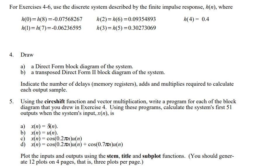 Solved For Exercises 4-6, use the discrete system described | Chegg.com
