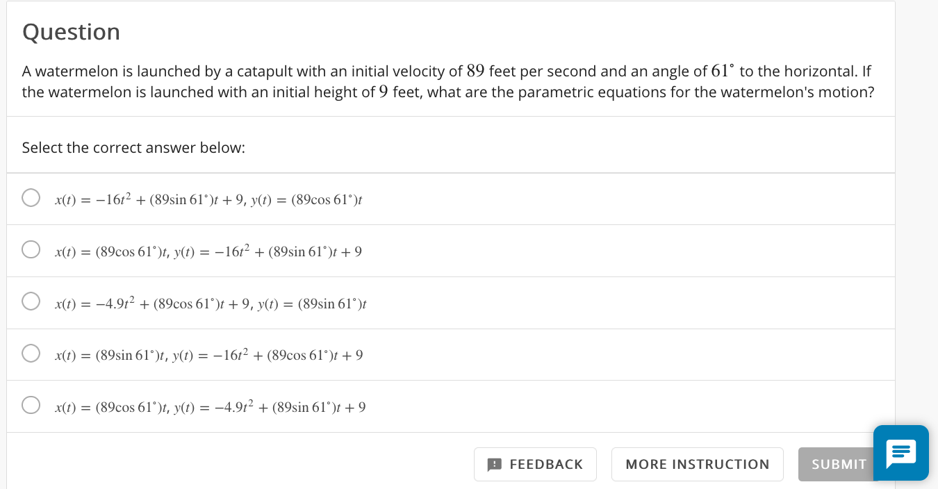 Solved Question A watermelon is launched by a catapult with | Chegg.com