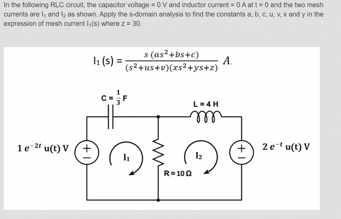 Solved In the following RLC circuit, the capacitor voltage = | Chegg.com
