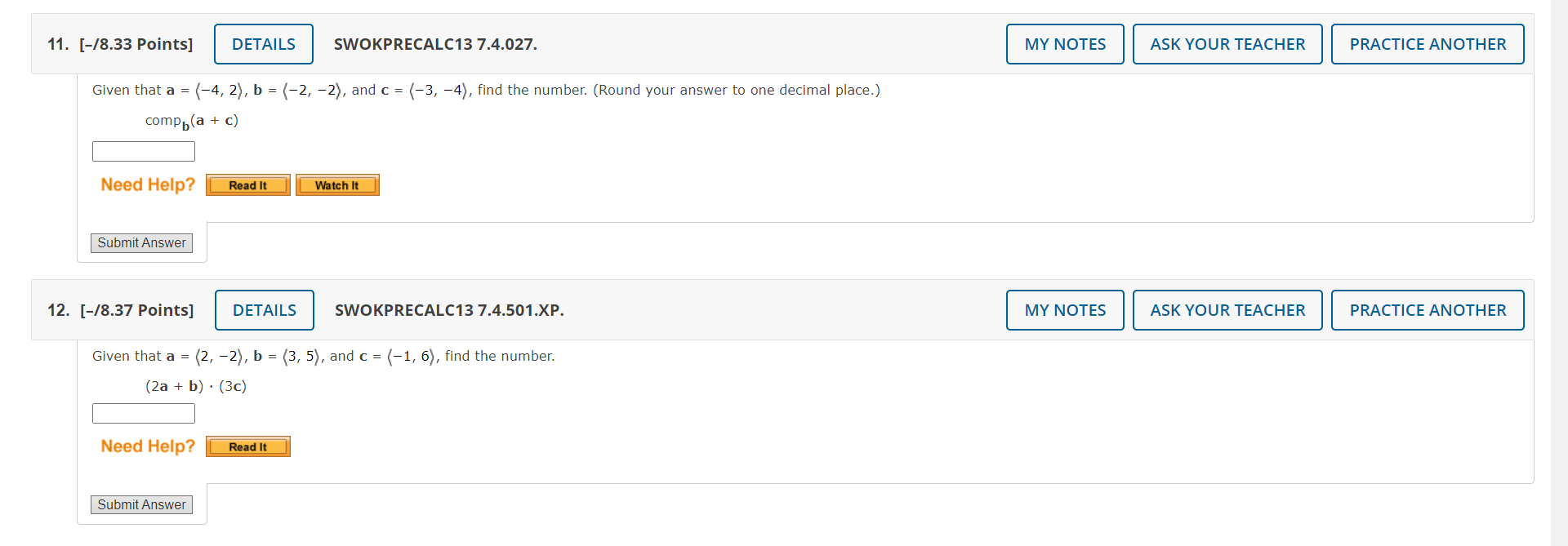 Solved Given that a= −4,2 ,b= −2,−2 , and c= −3,−4 , find | Chegg.com
