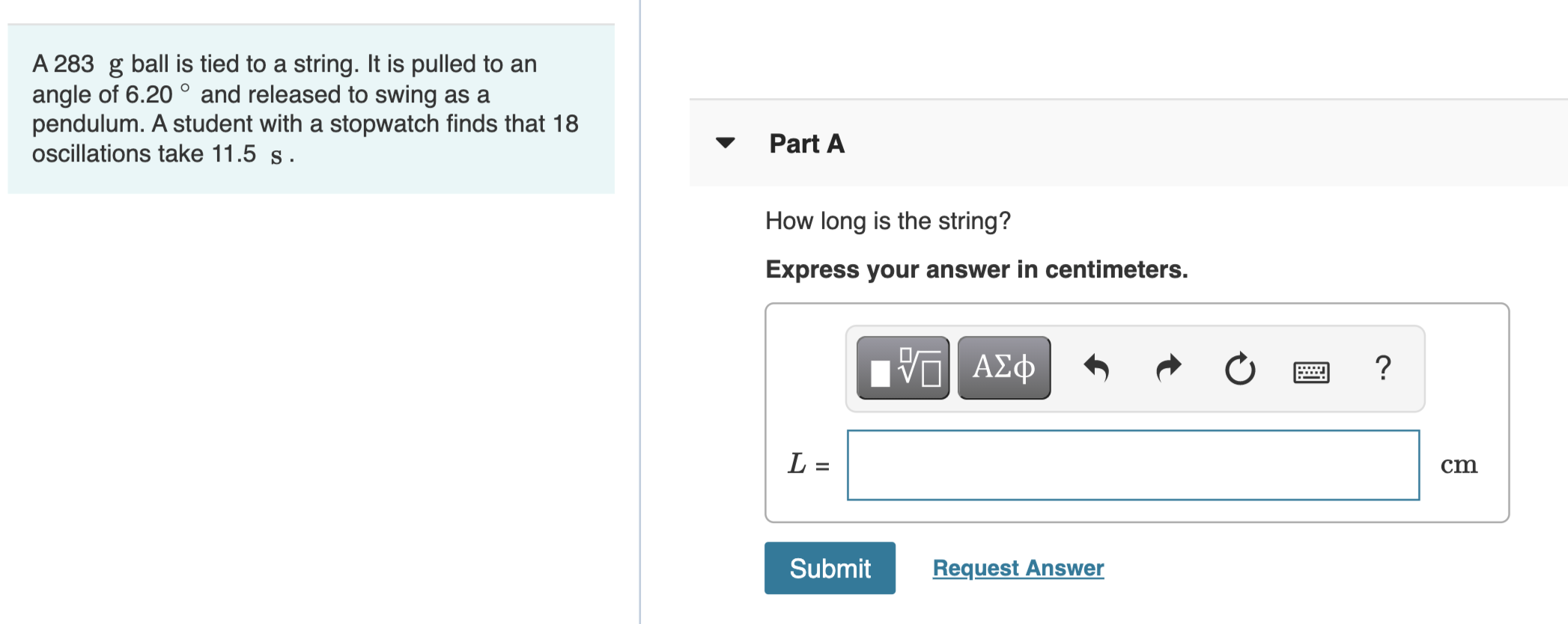 Solved A 283 g ball is tied to a string. It is pulled to an | Chegg.com