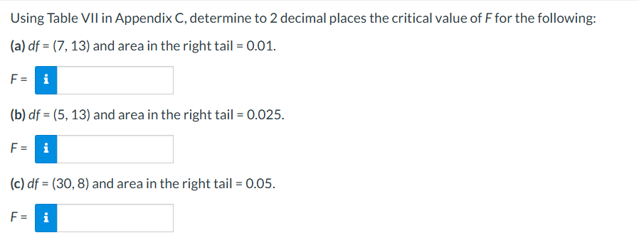 Using Table VII in ﻿Appendix C, ﻿determine to 2 | Chegg.com