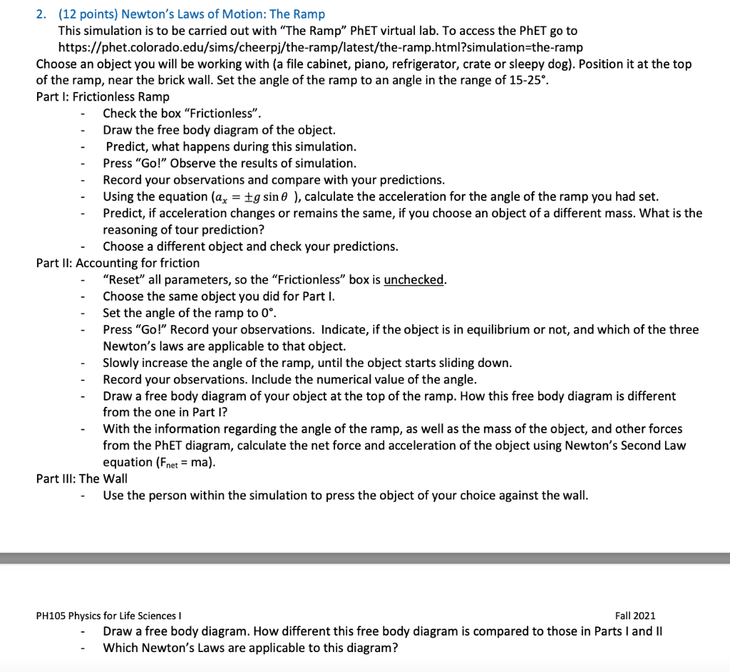 2. (12 points) Newton's Laws of Motion: The Ramp This | Chegg.com