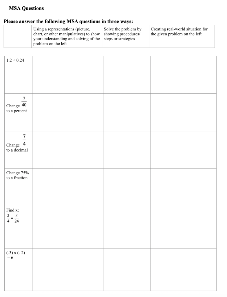 Solved MSA Questions Please answer the following MSA | Chegg.com