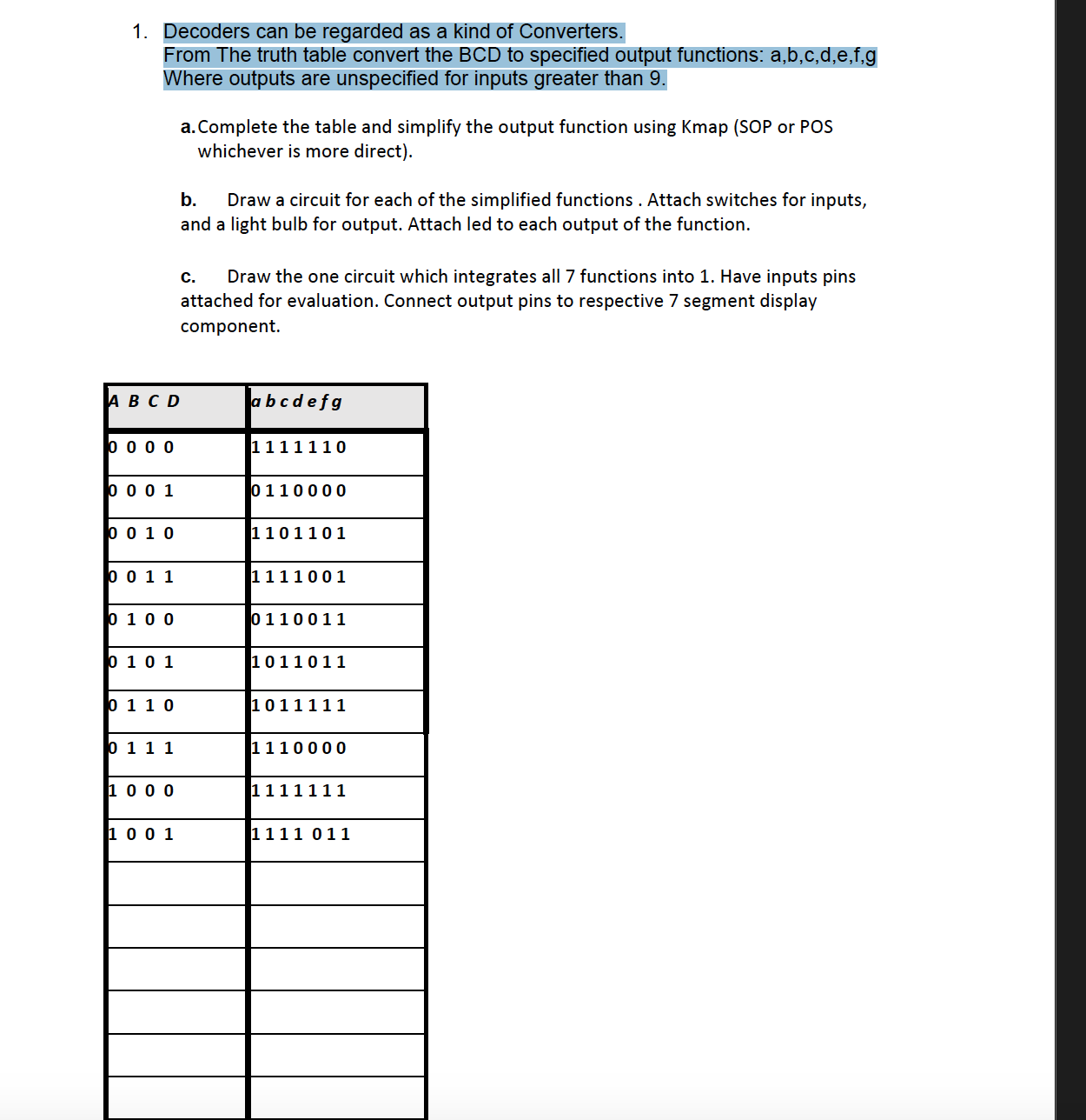 Solved 1. ﻿Decoders can be regarded as a kind of | Chegg.com