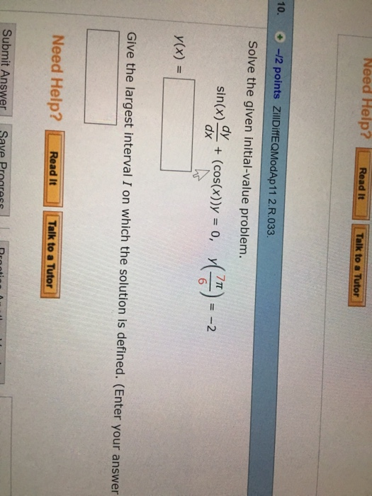Solved Need Help? ReadIt Talk to a Tutor 10. -/2 points | Chegg.com Solved Need Help? ReadIt Talk to a Tutor 10. -/2 points | Chegg.com