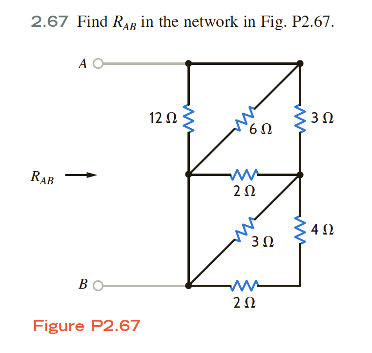 Solved 2.67 Find RAB in the network in Fig. P2.67. | Chegg.com