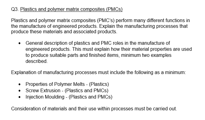 Q3. Plastics and polymer matrix composites (PMCs) | Chegg.com