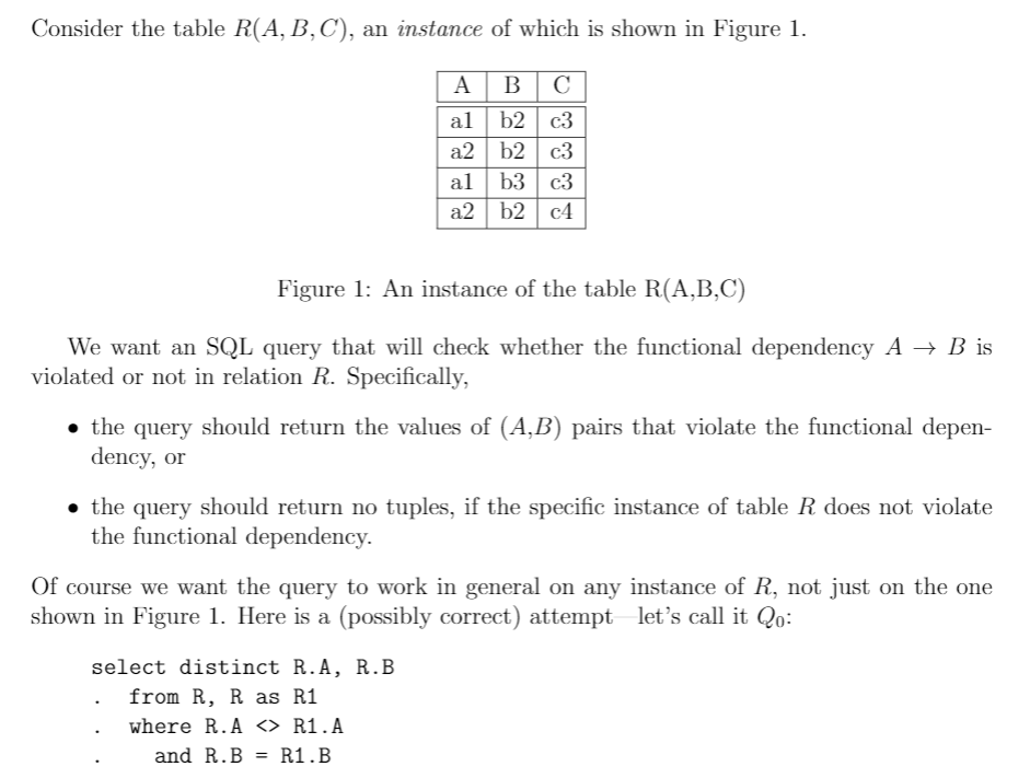 Solved Consider the table R(A,B,C), an instance of which is | Chegg.com