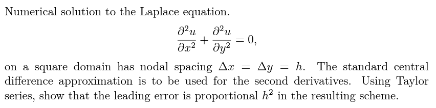 Solved Numerical solution to the Laplace equation. | Chegg.com