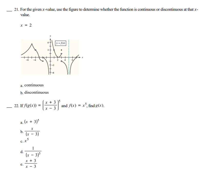 Solved 21. For the given x-value, use the figure to | Chegg.com