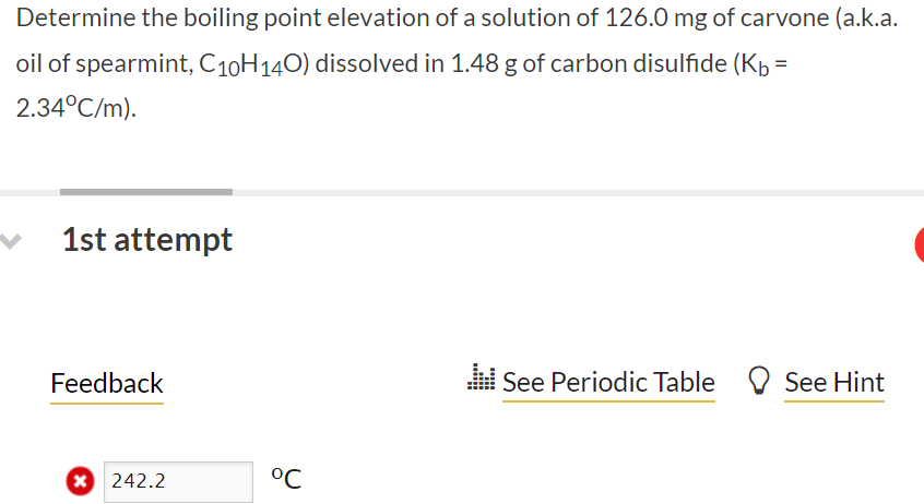 Solved Determine the boiling point elevation of a solution | Chegg.com