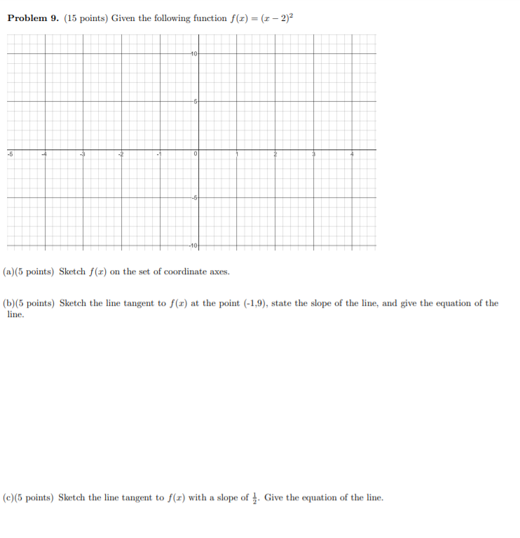 Solved Problem 9. (15 points) Given the following function | Chegg.com