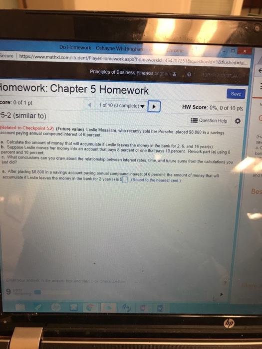 Solved Do Homework- Oshayne Whittinghar Secure | | Chegg.com