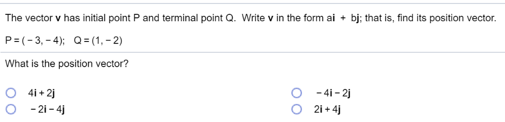 Solved The vector v has initial point P and terminal point | Chegg.com