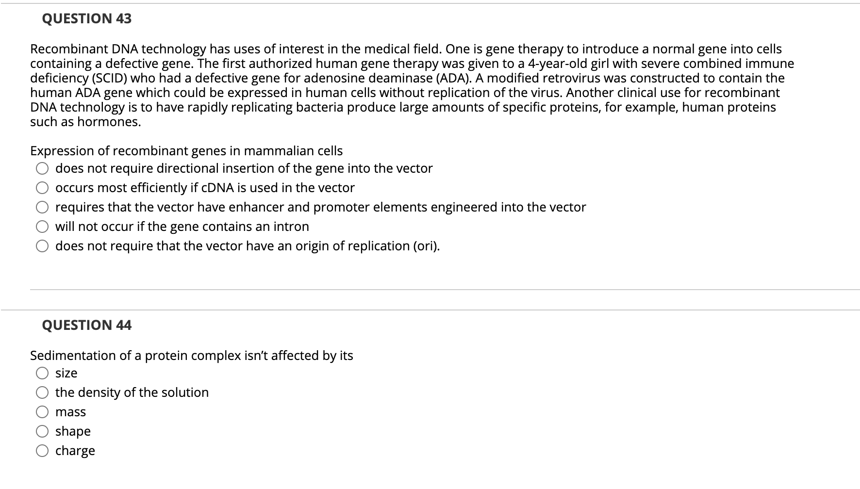 Solved QUESTION 43 Recombinant DNA technology has uses of | Chegg.com