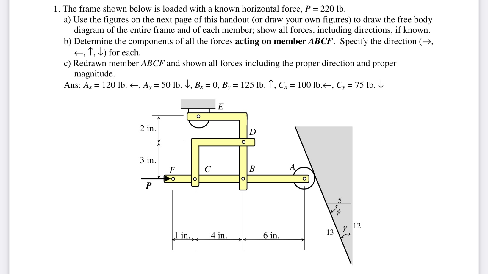 Solved 1. The frame shown below is loaded with a known | Chegg.com