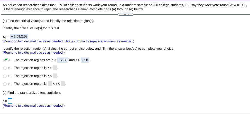 Solved (d) Decide whether to reject or fail to reject the | Chegg.com