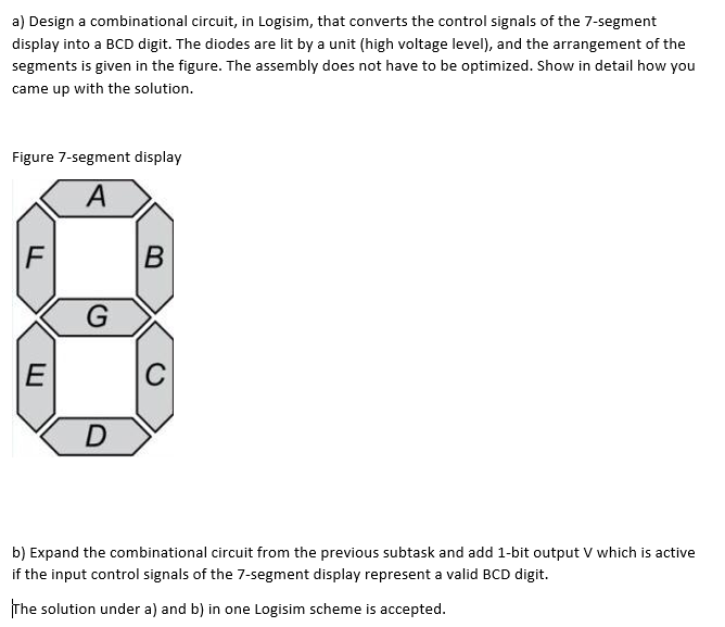 Solved a) Design a combinational circuit, in Logisim, that | Chegg.com