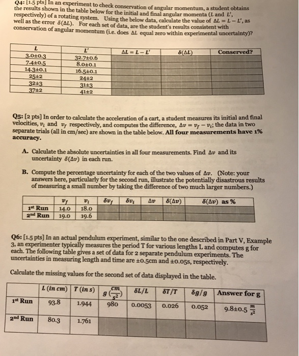 Solved Q2: [2 pts] Measured values and their errors are | Chegg.com