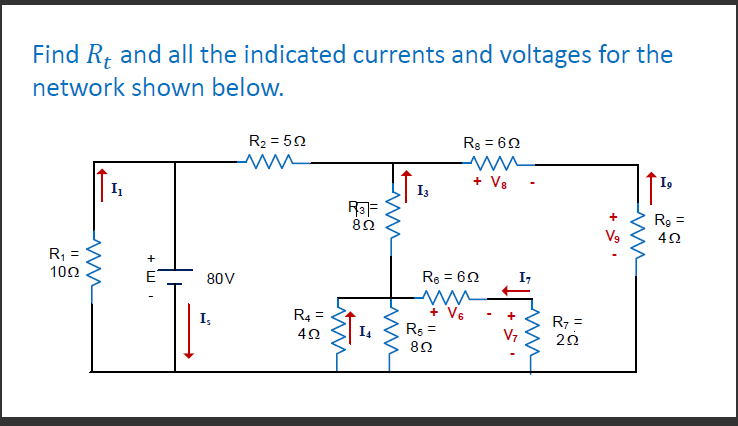 Solved Find Rt and all the indicated currents and voltages | Chegg.com