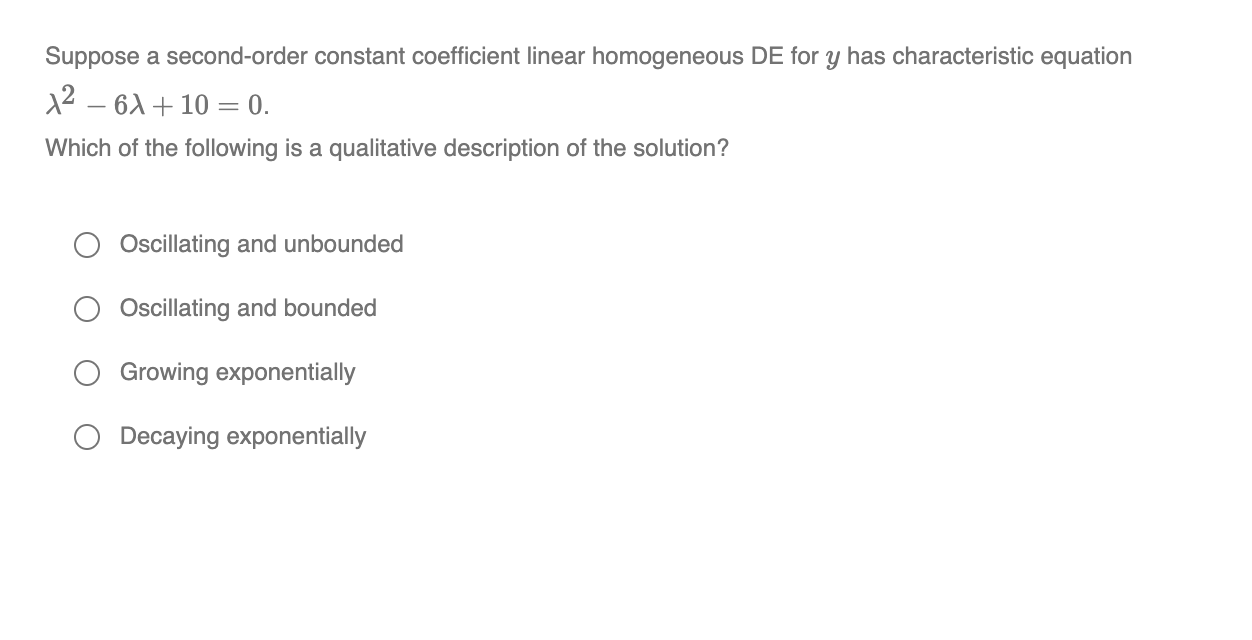 Solved Suppose a second-order constant coefficient linear | Chegg.com