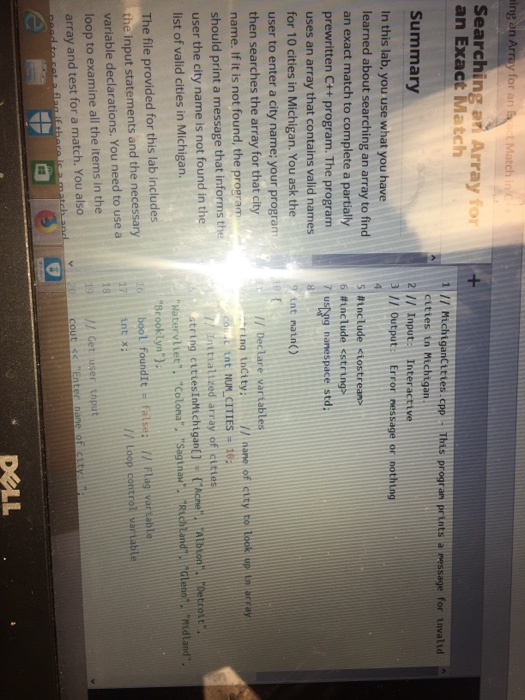 Solved Searching an Array fo an atch cities in Michigan 2// | Chegg.com