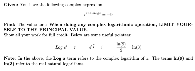 Solved Given: You have the following complex expression | Chegg.com