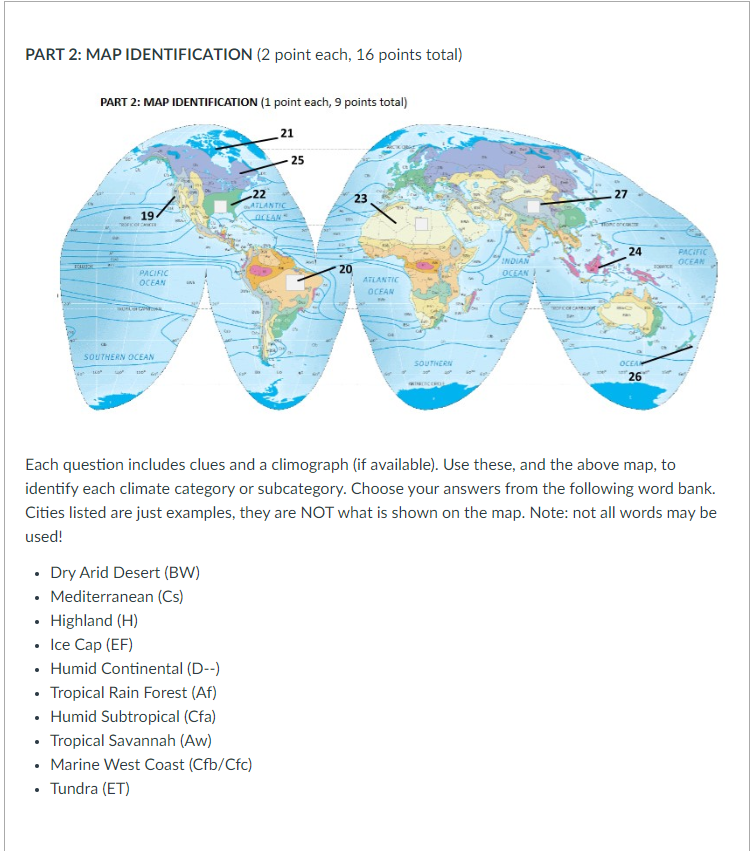 Solved PART 2: MAP IDENTIFICATION (2 point each, 16 points | Chegg.com