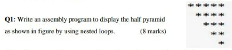 Solved ***** ***** Q1: Write an assembly program to display | Chegg.com