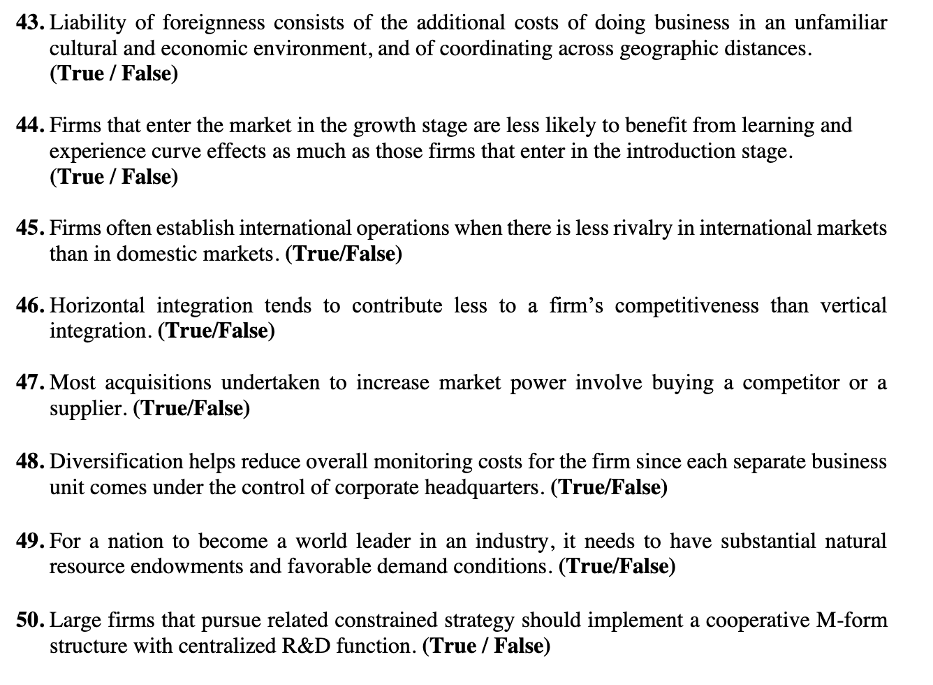 43. Liability of foreignness consists of the | Chegg.com