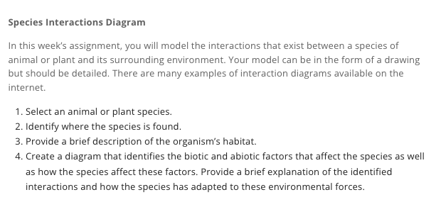 Solved Species Interactions Diagram In this week's | Chegg.com
