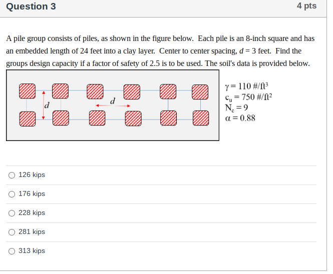 Solved A pile group consists of piles, as shown in the | Chegg.com