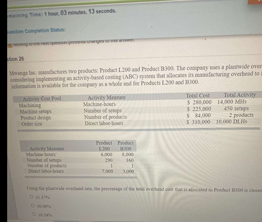 Solved maining Time: 1 hour, 03 minutes, 13 seconds. uestion | Chegg.com Solved maining Time: 1 hour, 03 minutes, 13 seconds. uestion | Chegg.com