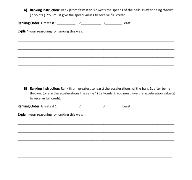 Solved A) Ranking Instruction: Rank (from fastest to | Chegg.com