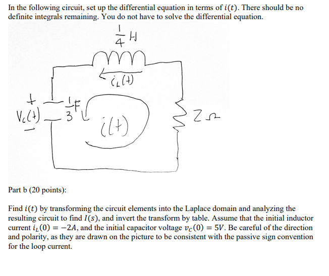 Solved In the following circuit, set up the differential | Chegg.com