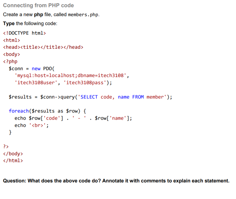 Solved Connecting From Php Code Create A New Php File 9078