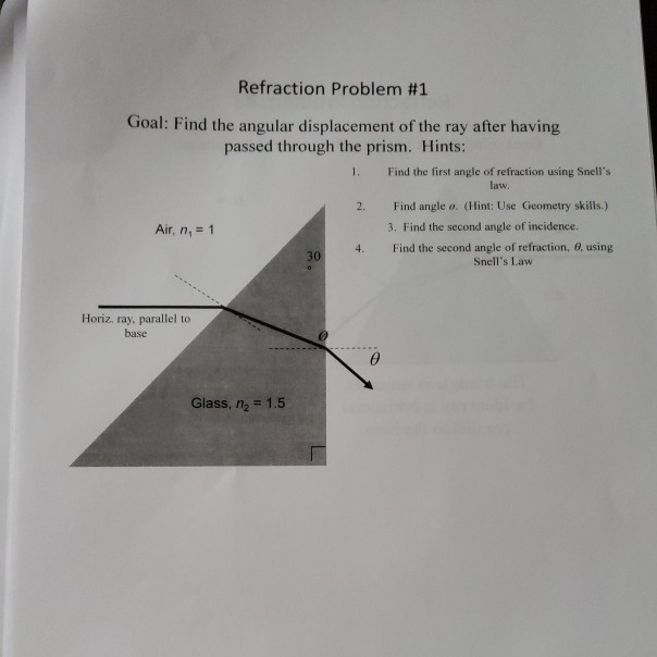 Solved Refraction Problem #1 Goal: Find the angular | Chegg.com